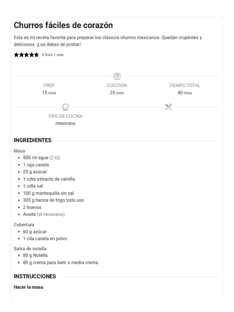 Churros Fáciles de Corazón - Camille Little Cookie | PDF | Cocinando | sal