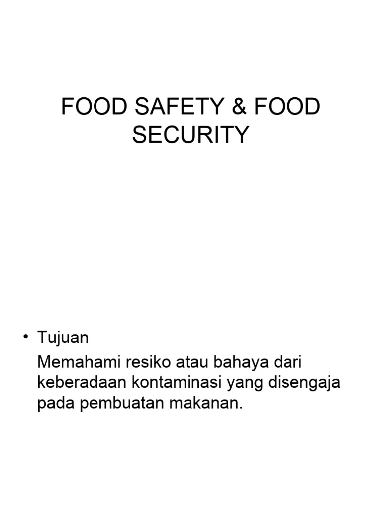 Food Safety - Food Security | PDF