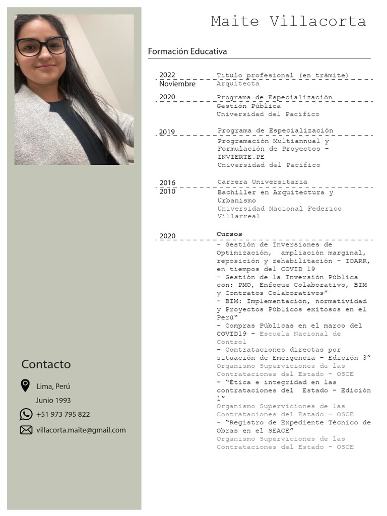 CV - Maite Villacorta Cueto | PDF | Lima | Documento de identidad