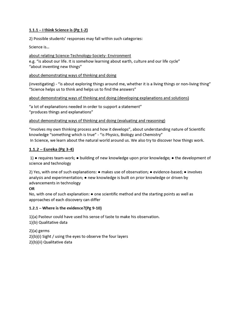 Activity Book 1A - Ans Chapter 1 | PDF | Science | Laboratories
