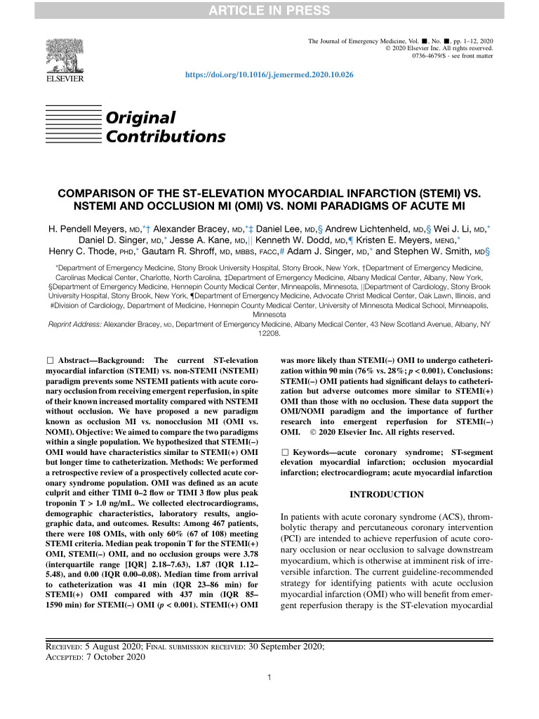 STEMI vs. NSTEMI: A Comparative Study | PDF | Myocardial Infarction ...