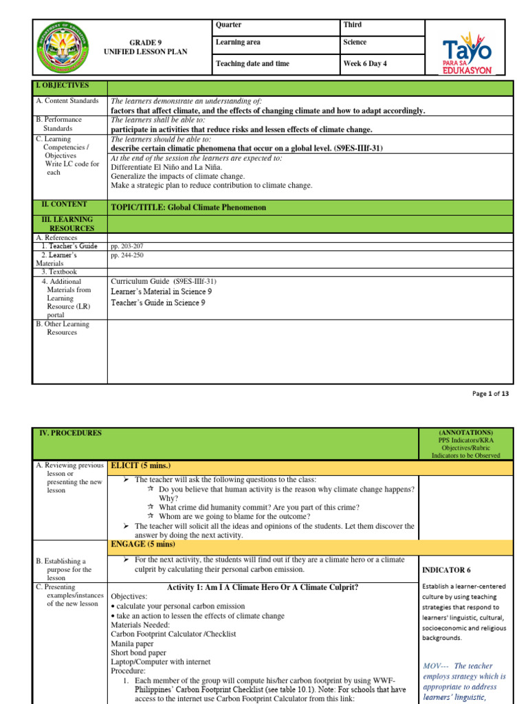 Grade 9 3RD Quarter Week 6 Day 4 | PDF | Science & Mathematics