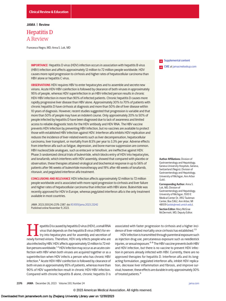 Hepatitis D - A Review | PDF | Hepatitis B | Hepatitis