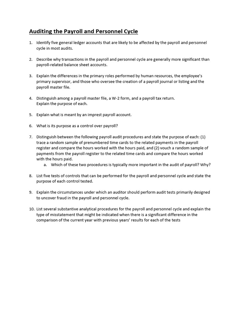 Auditing The Payroll Cycle | PDF