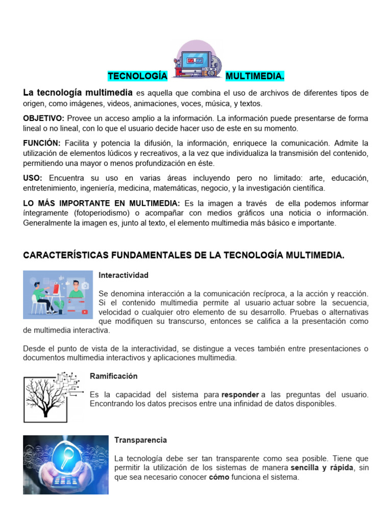 Tecnología Multimedia: Definición y Usos | PDF | Multimedia | Hipertexto