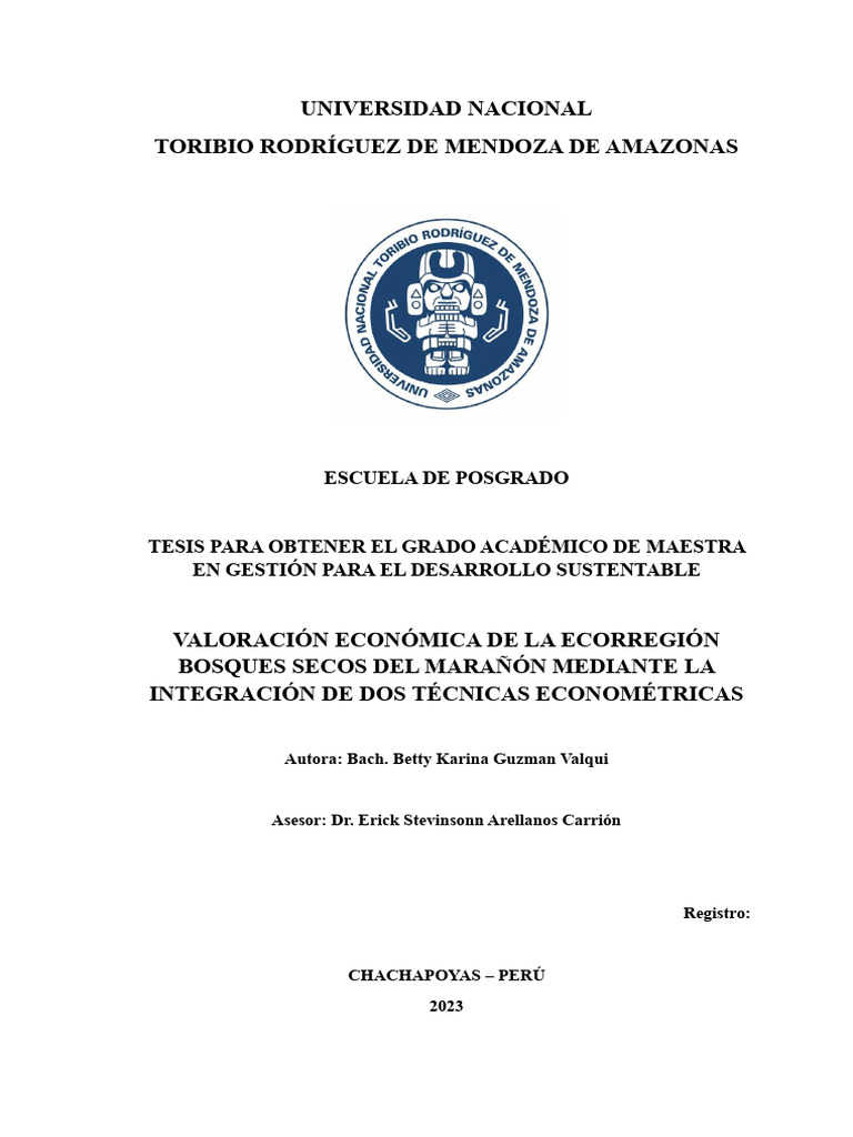Guzman Valqui, Betty Karina | PDF | Matriz (Matemáticas) | Biodiversidad