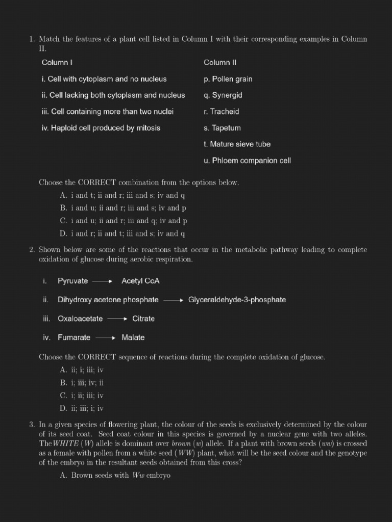 IISER Aptitude Test Question Paper 2022 | PDF