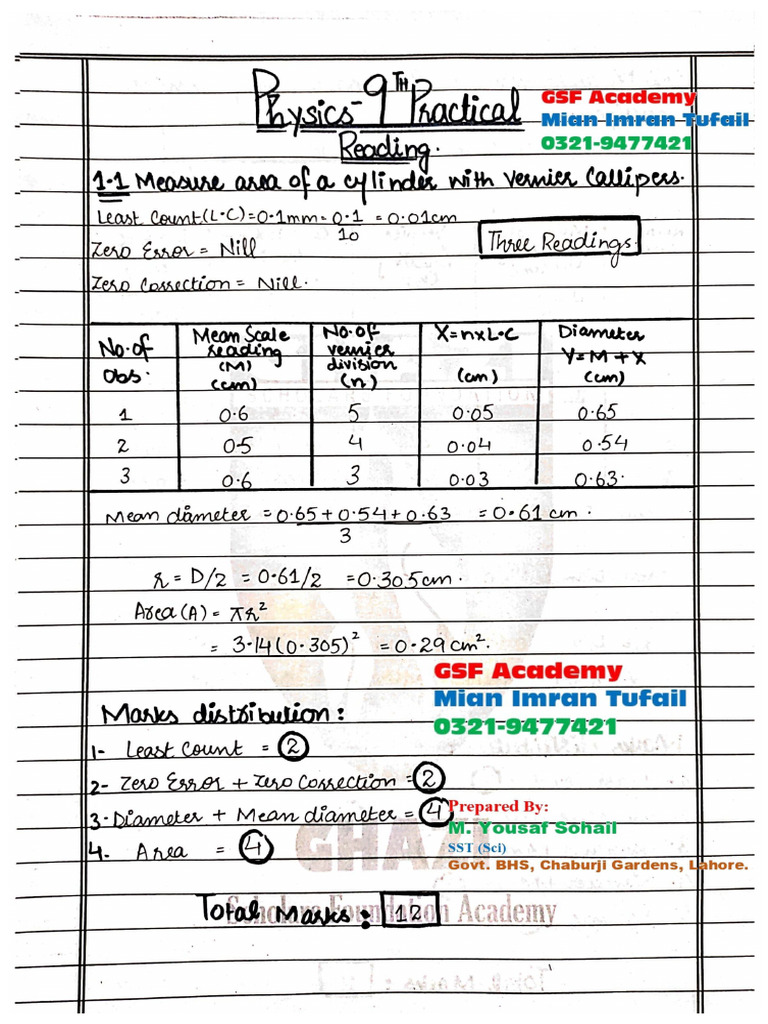 Phy Practical 9th, 10th 2023 BM | PDF