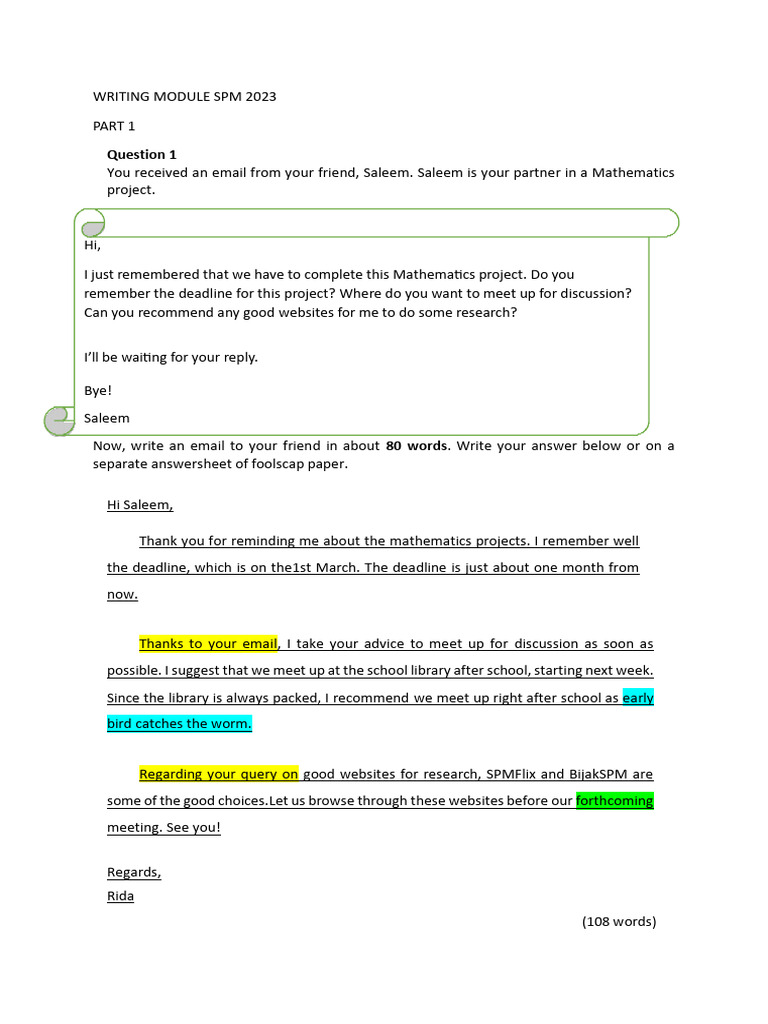 SPM Writing Module Part 1 2023 Draft | PDF