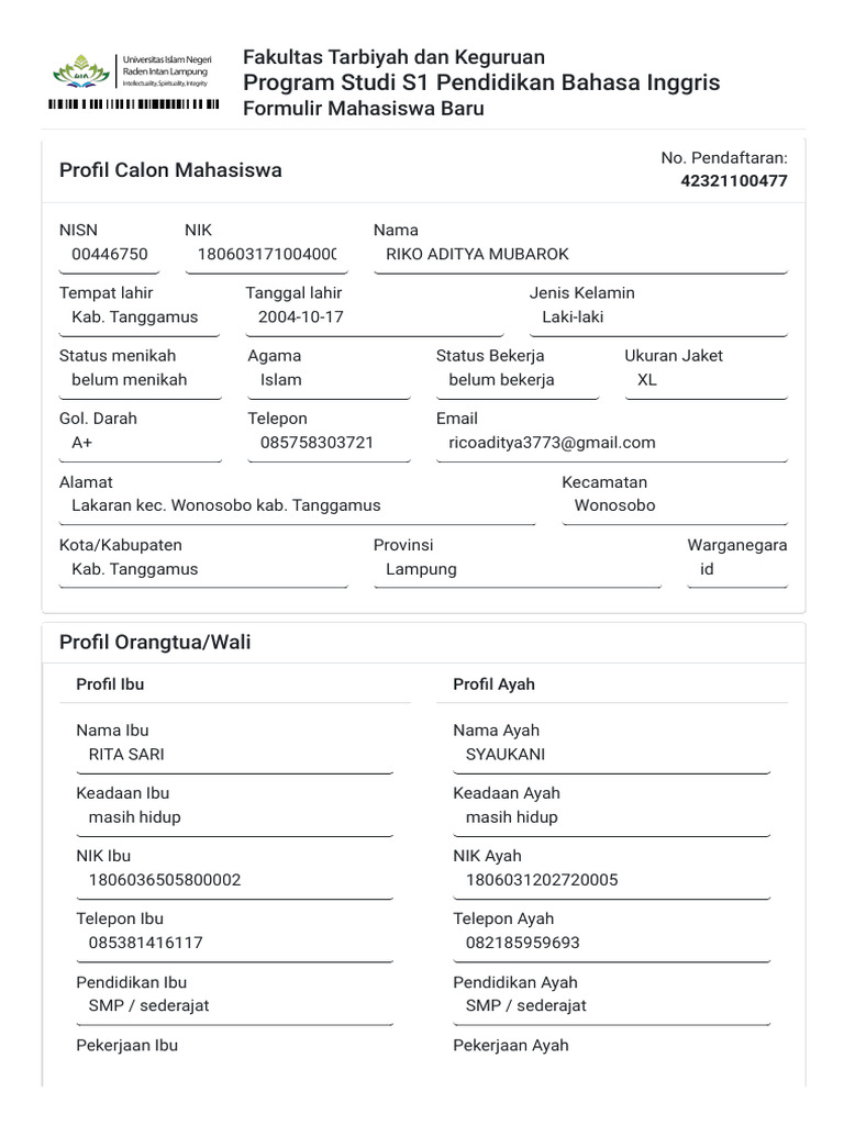 Cetak Formulir | PDF