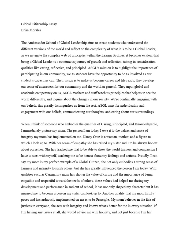 Journey to Global Citizenship: A Reflection | PDF | Empathy | Learning