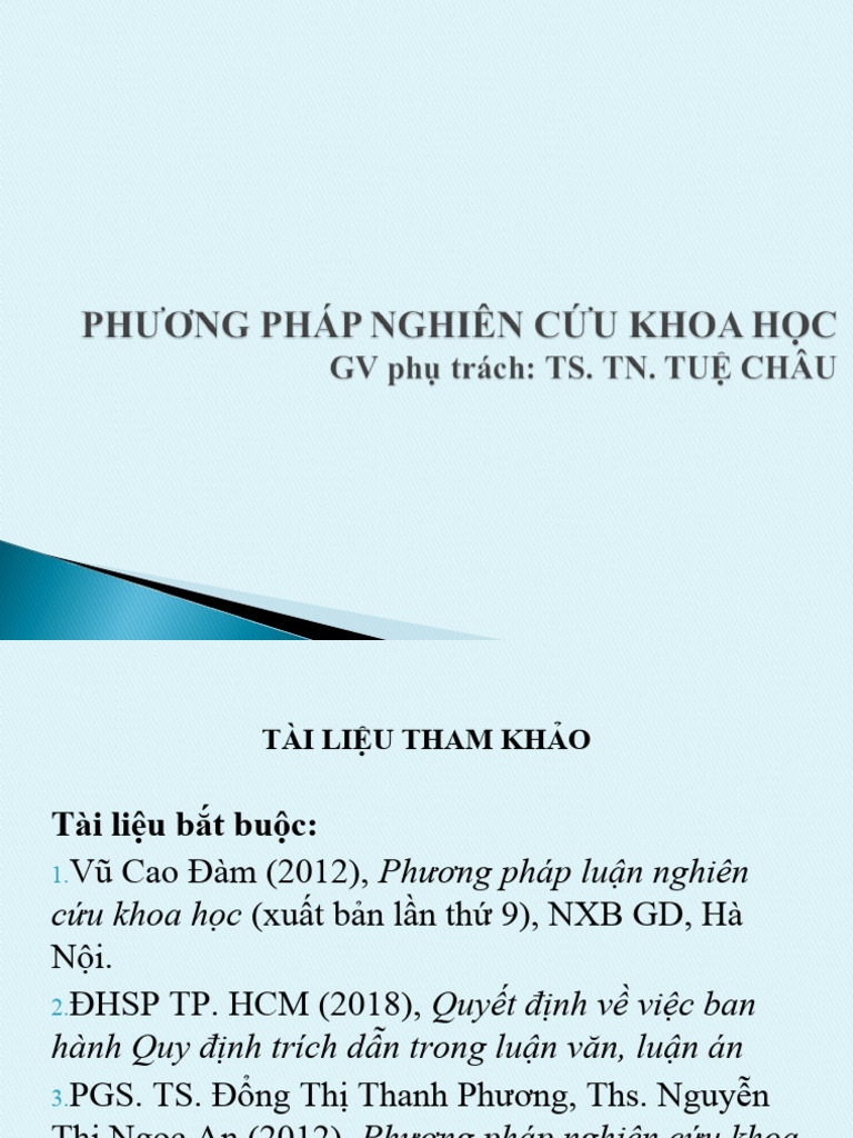 PPNC 1 Bài giới thiệu và trình tự nghiên cứu | PDF
