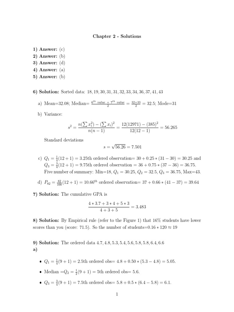 Chapter 2 - Solutions | PDF | Outlier | Percentile