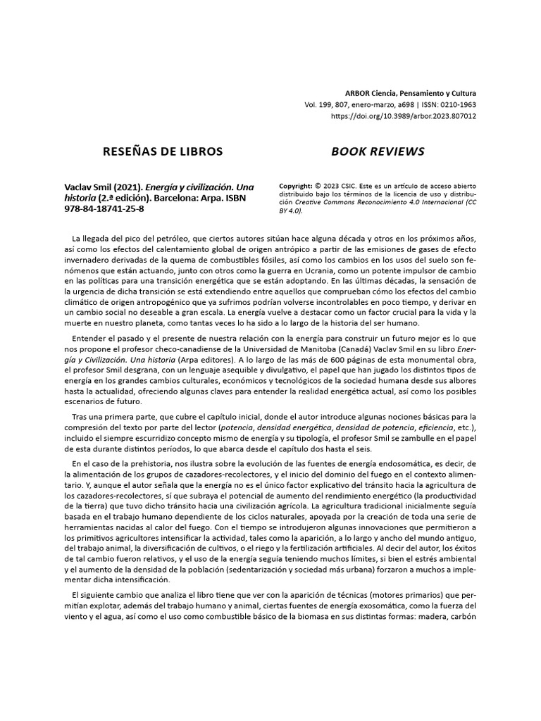 Vaclav Smil 2021 Energia y Civilizacion Una Histor | PDF | Agricultura ...