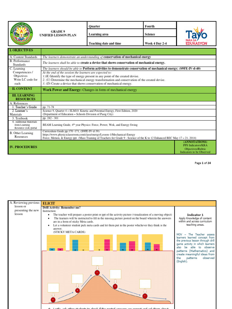 Grade 9 4TH Quarter Week 4 Day 2 4 | PDF | Potential Energy | Kinetic ...