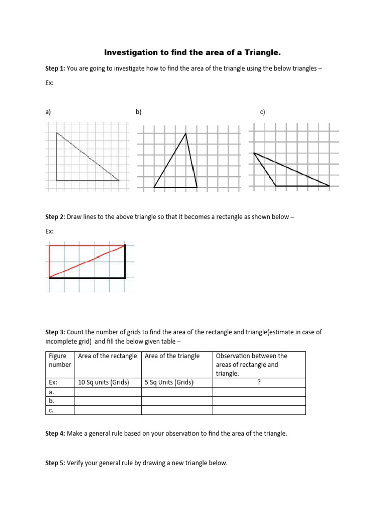 Investigation To Find The Area of A Triangle | PDF