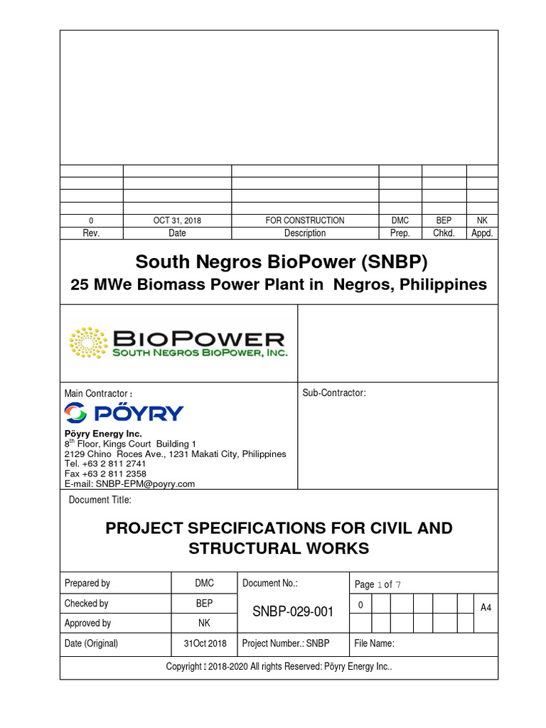 SNBP-029-001.00.IFC Project Specifications For Civil and Structural ...