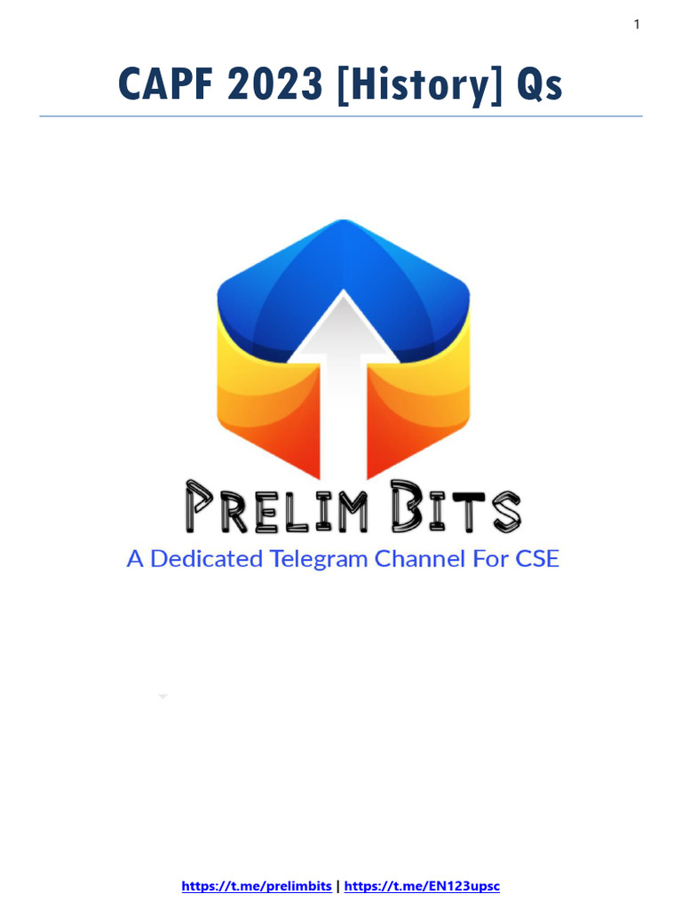 CAPF 2023 (History) Qs | PDF