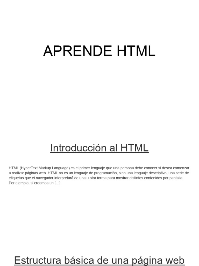 Aprende HTML | PDF | HTML | Red mundial Aprende HTML | PDF | HTML | Red mundial