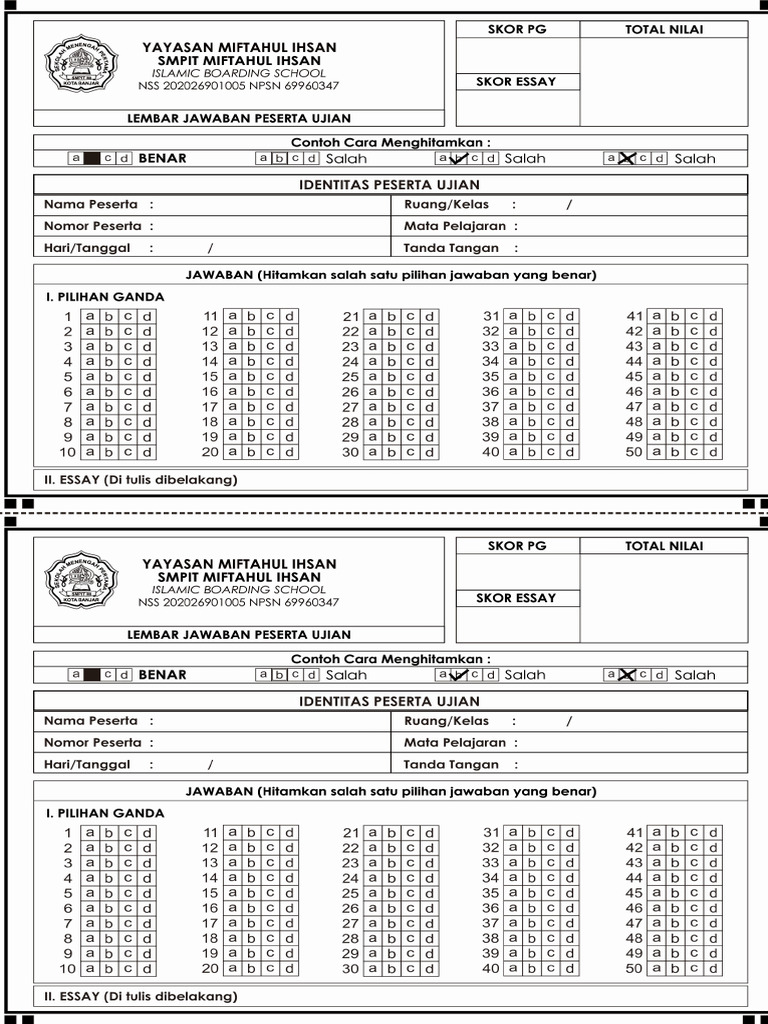 LEMBAR LJK UMUM | PDF