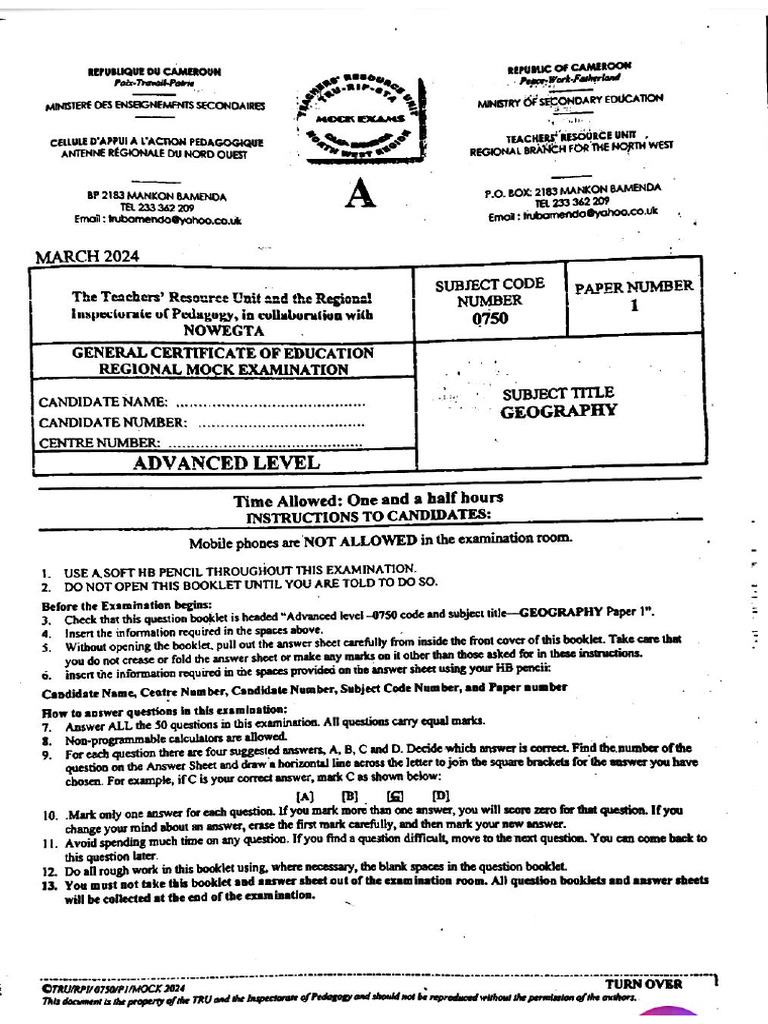 AL Geo 1 NW 2024 | PDF