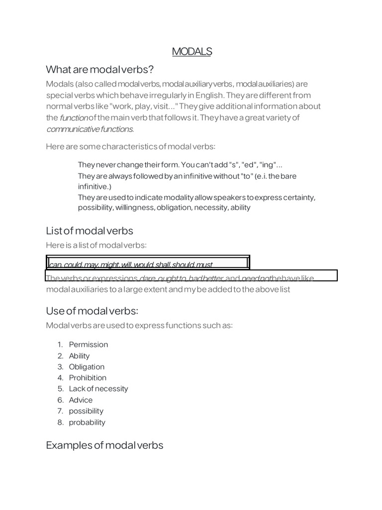 Modals | PDF | Verb | Perfect (Grammar)