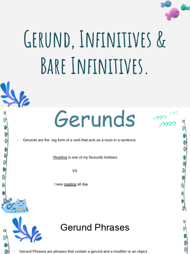 Gerunds, Infinitives & Bare Infinitives Guide | PDF | Linguistics | Grammar