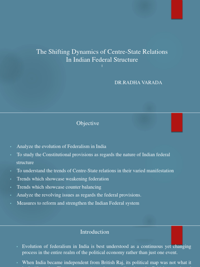 Indian Federalism: Centre-State Dynamics | PDF | Government Of India ...
