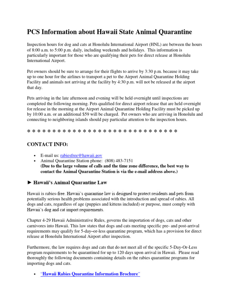 PCS Info About Animal Quarantine | PDF | Pet | Rabies