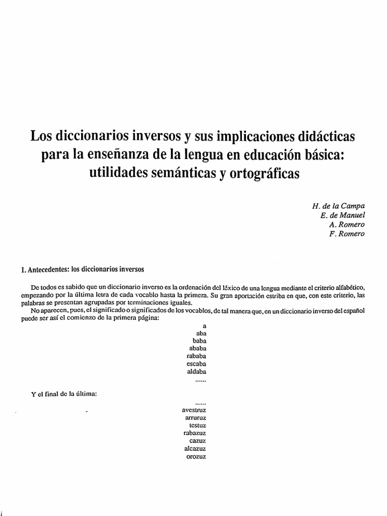 Los Diccionarios Inversos | PDF