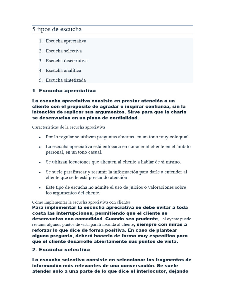 5 Tipos de Escucha | PDF | Software | Cliente
