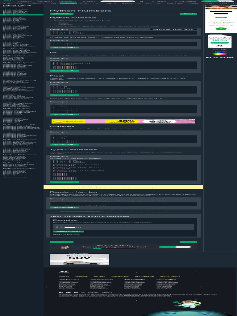 Python Numbers | PDF | Python (Programming Language) | Mongo Db