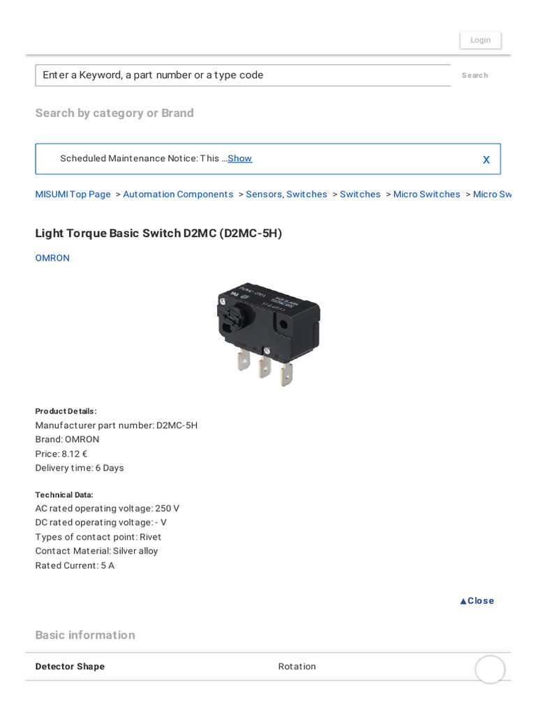 (D2MC-5H) Light Torque Basic Switch | PDF | Electrical Engineering ...