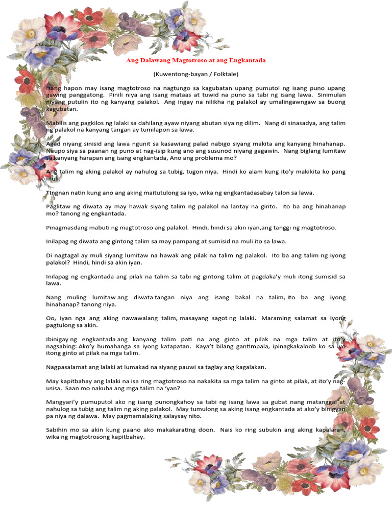 Ang Dalawang Magtotroso at Ang Engkantada | PDF