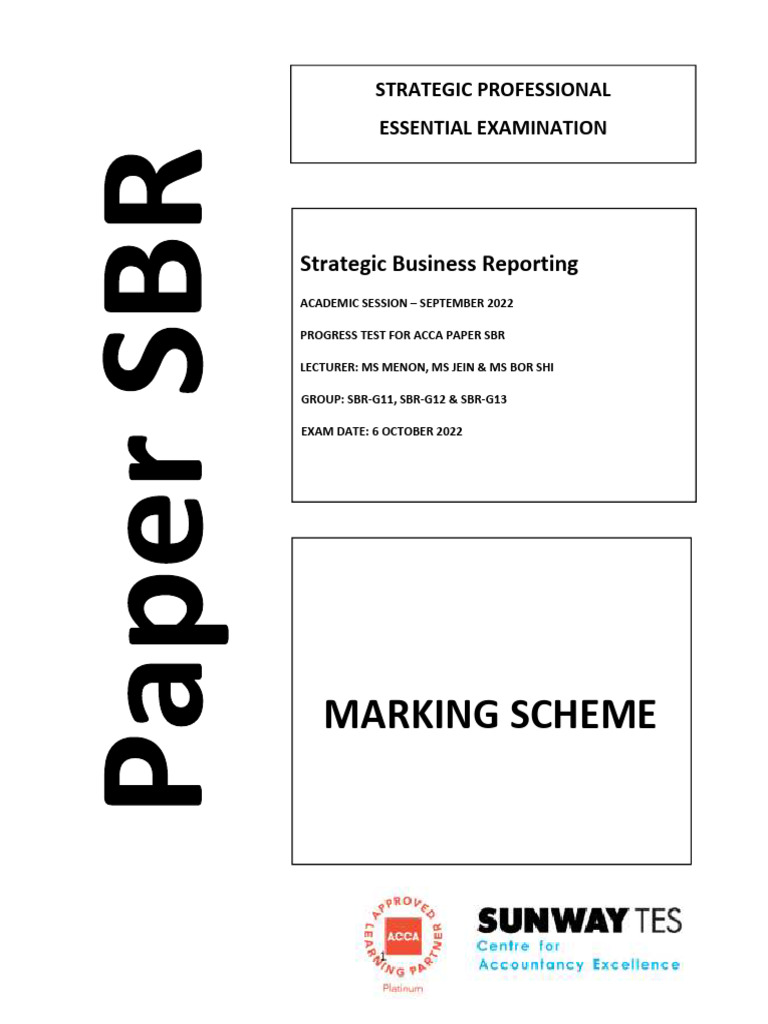 Marking Scheme: Strategic Business Reporting | PDF | Fair Value ...