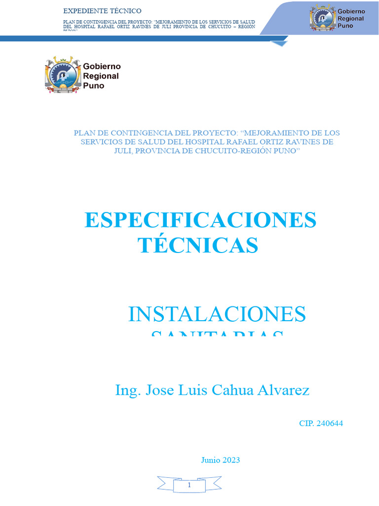 01 Especificaciones Tecnicas Instalaciones Sanitarias - Ok | PDF | Presupuesto | Tubería ...