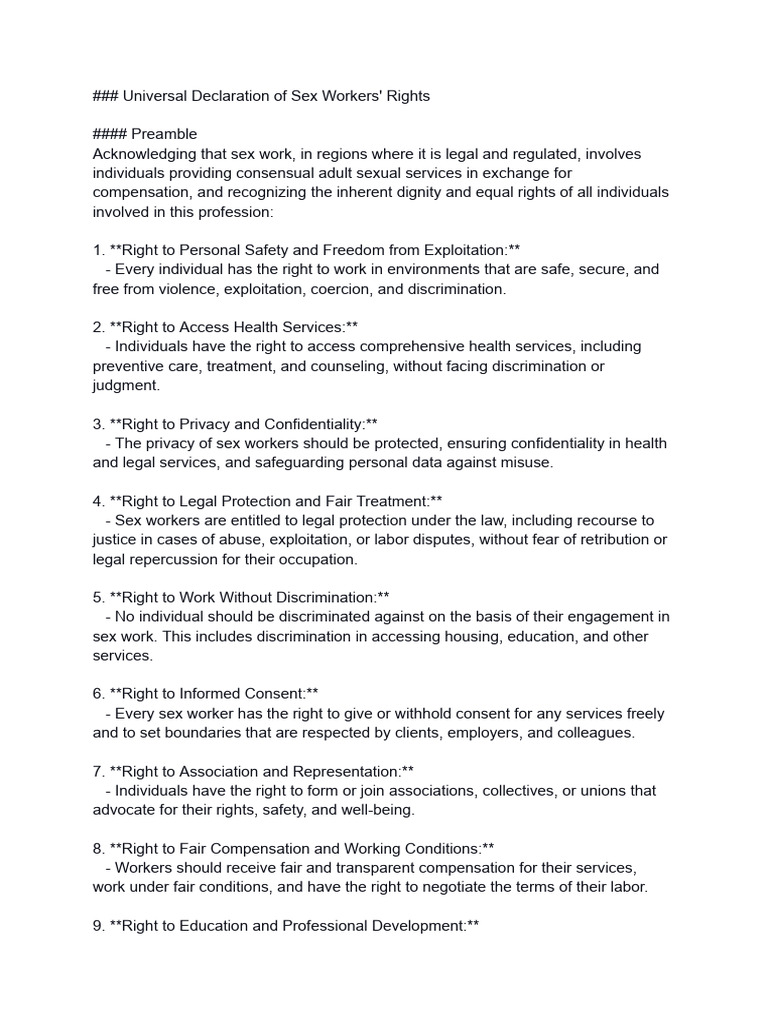 Universal Declaration Of Sex Workers Rights Pdf