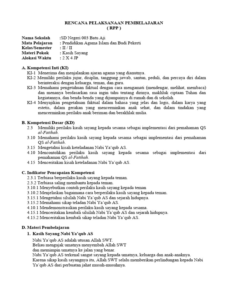 RPP Pai SD Kelas Ii Tema 10 Ok | PDF
