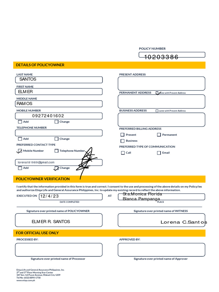 Customer Information Update Form | PDF