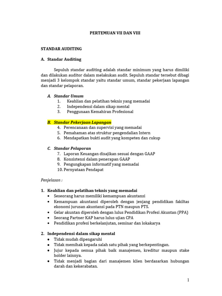 Tiga Standar Audit Utama | PDF