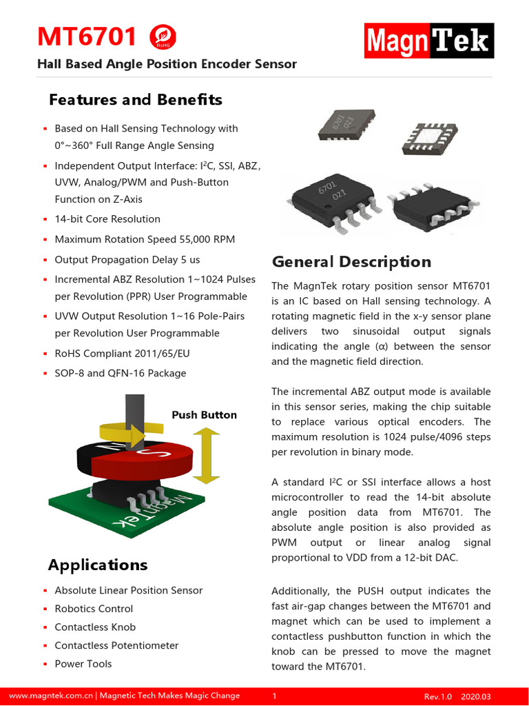 MT6701 Magnetic Encoder Overview | PDF | Information And Communications ...