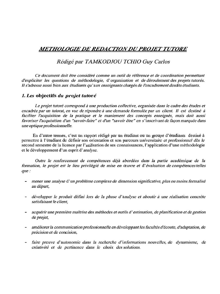 Cours de Projet Tutoré | PDF