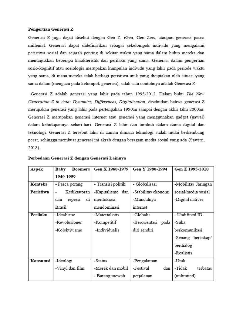 Pengertian Generasi Z Dan Perbedaan | PDF Pengertian Generasi Z Dan Perbedaan | PDF