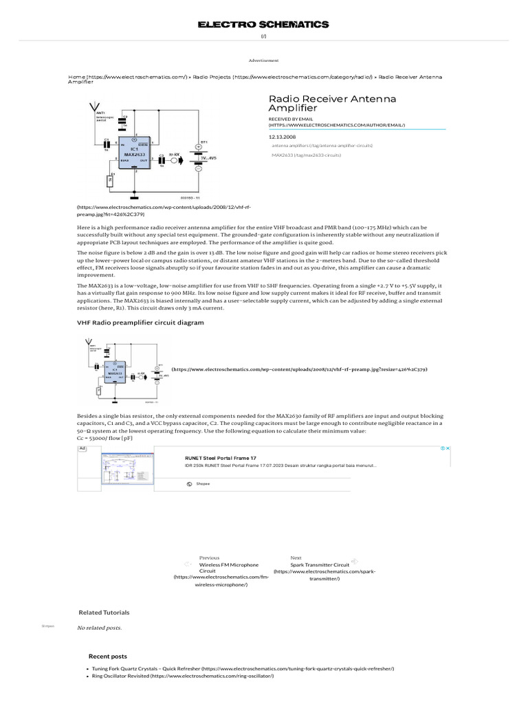 VHF RF Preamp Circuit Guide | PDF | Amplifier | Radio