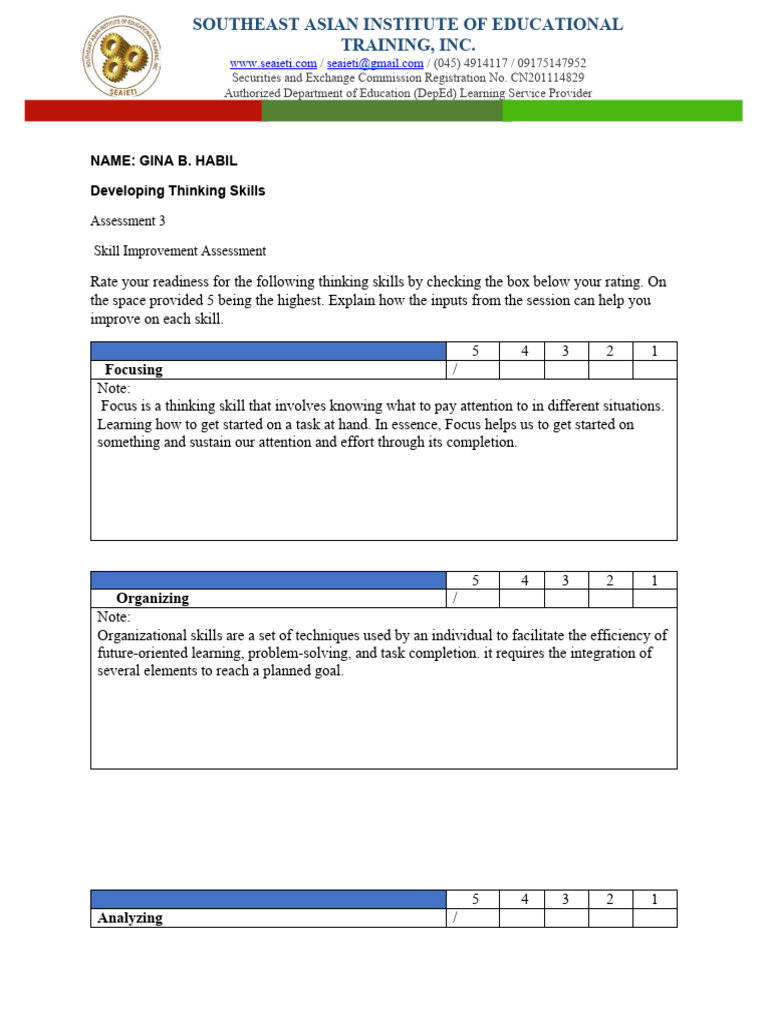 ThinkingSkillsAssessment3 230712 151401 | PDF | Creativity | Behavior ...