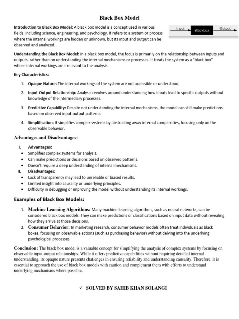 Black Box Model | PDF | System | Machine Learning