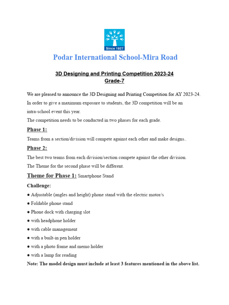 1696821014537.3D Designing and Printing Competition 2023-24-G7 | PDF ...