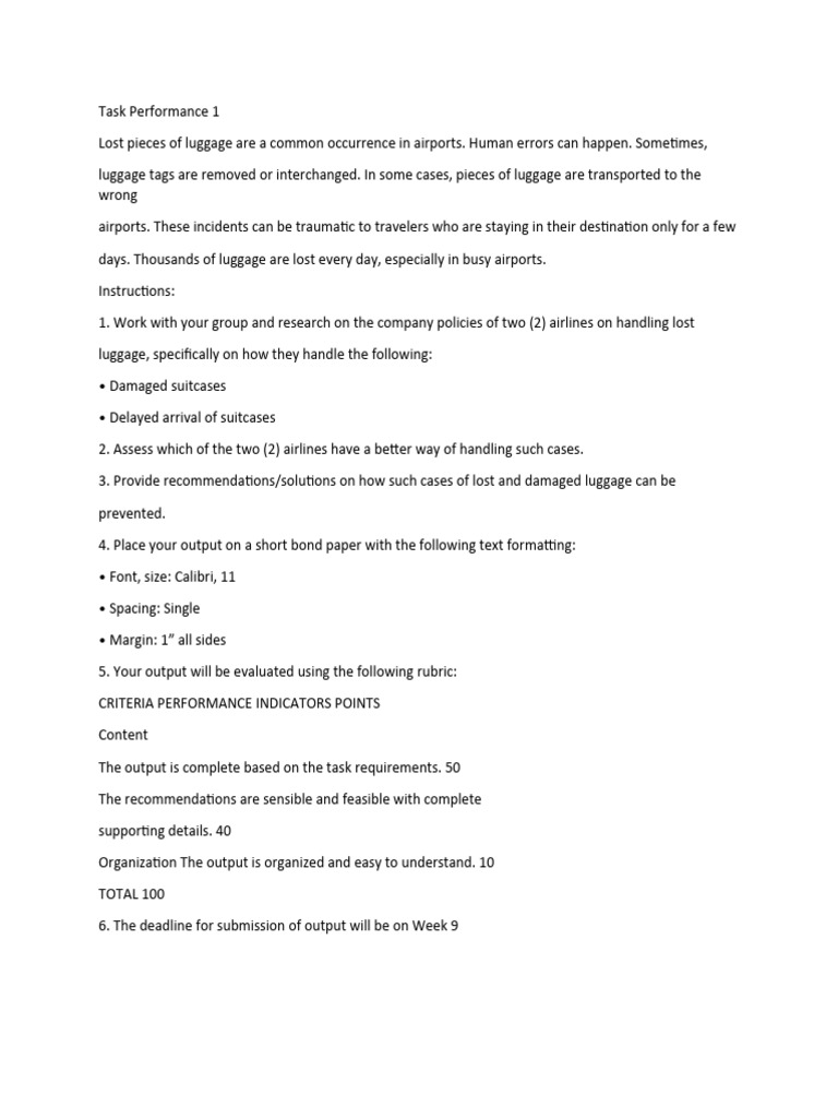 Task Performance 1 | PDF