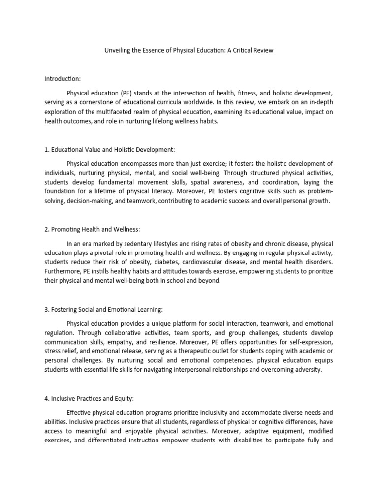 Unveiling The Essence of Physical Education | Download Free PDF ...