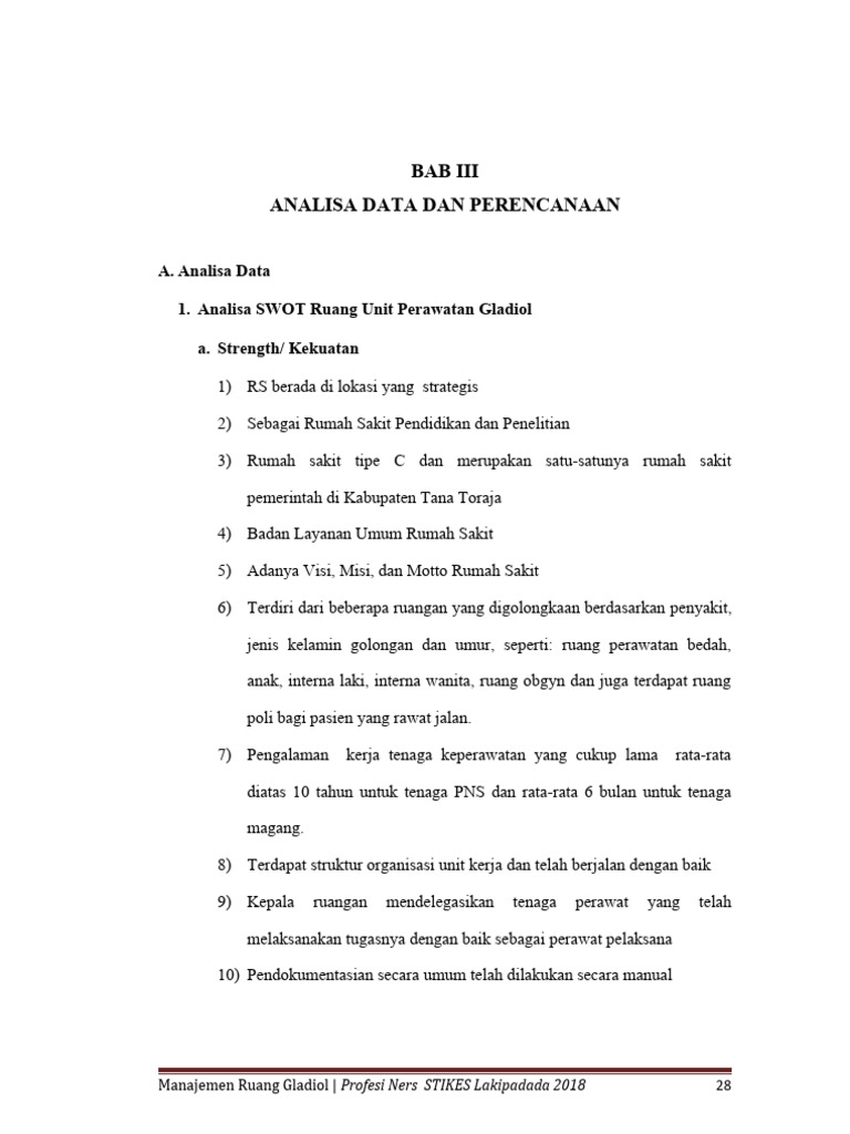 Bab Iii Analisa Data & Perencanaan | PDF